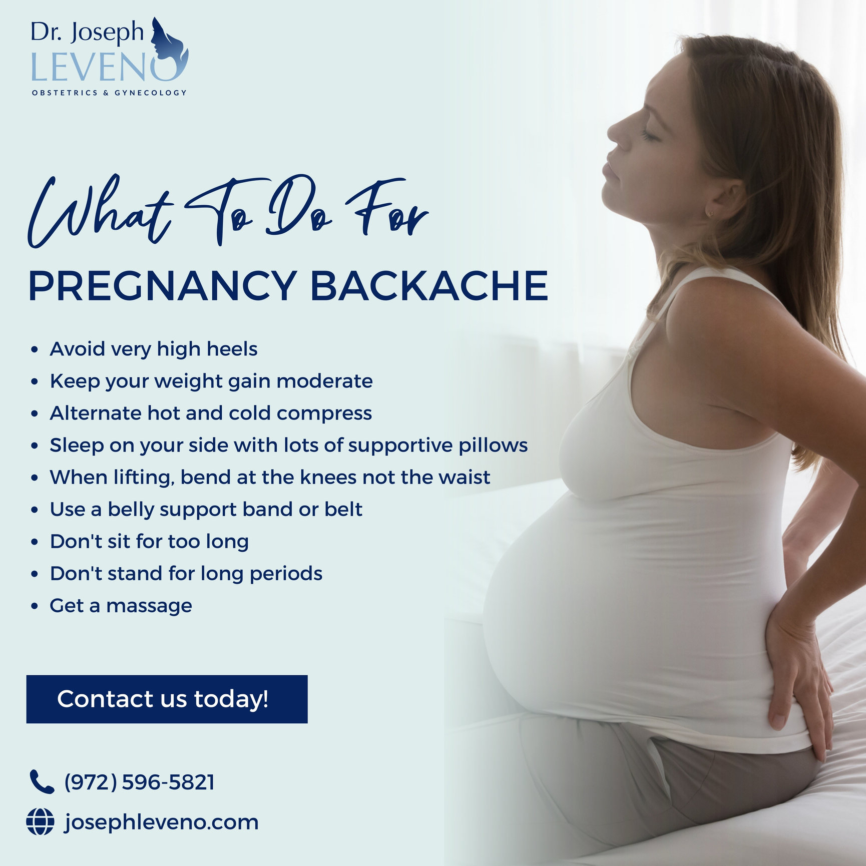 What to do for pregnancy backache in women in Plano, Tx - Dr. Joseph Leveno